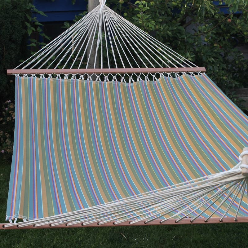 Outdoor hammock with 160cm wide wooden spreader bars
